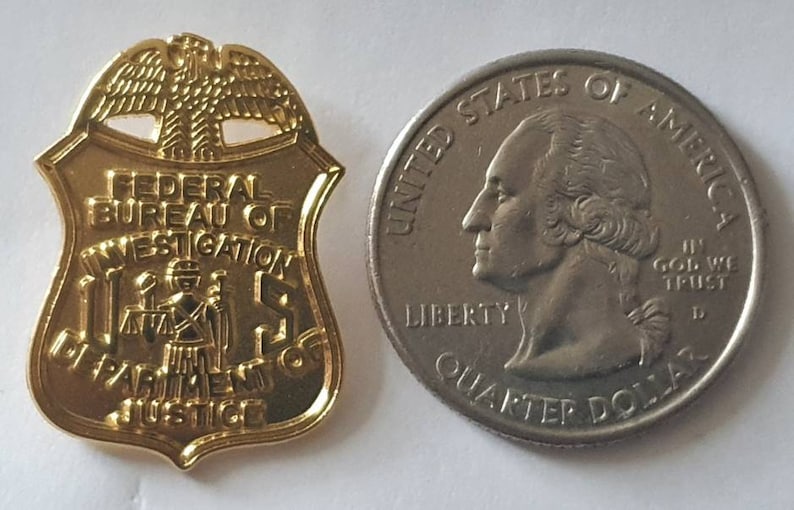 FBI Pin Badge 1 Inch Gold 24 Carat Gold Plated DOJ Special - Etsy