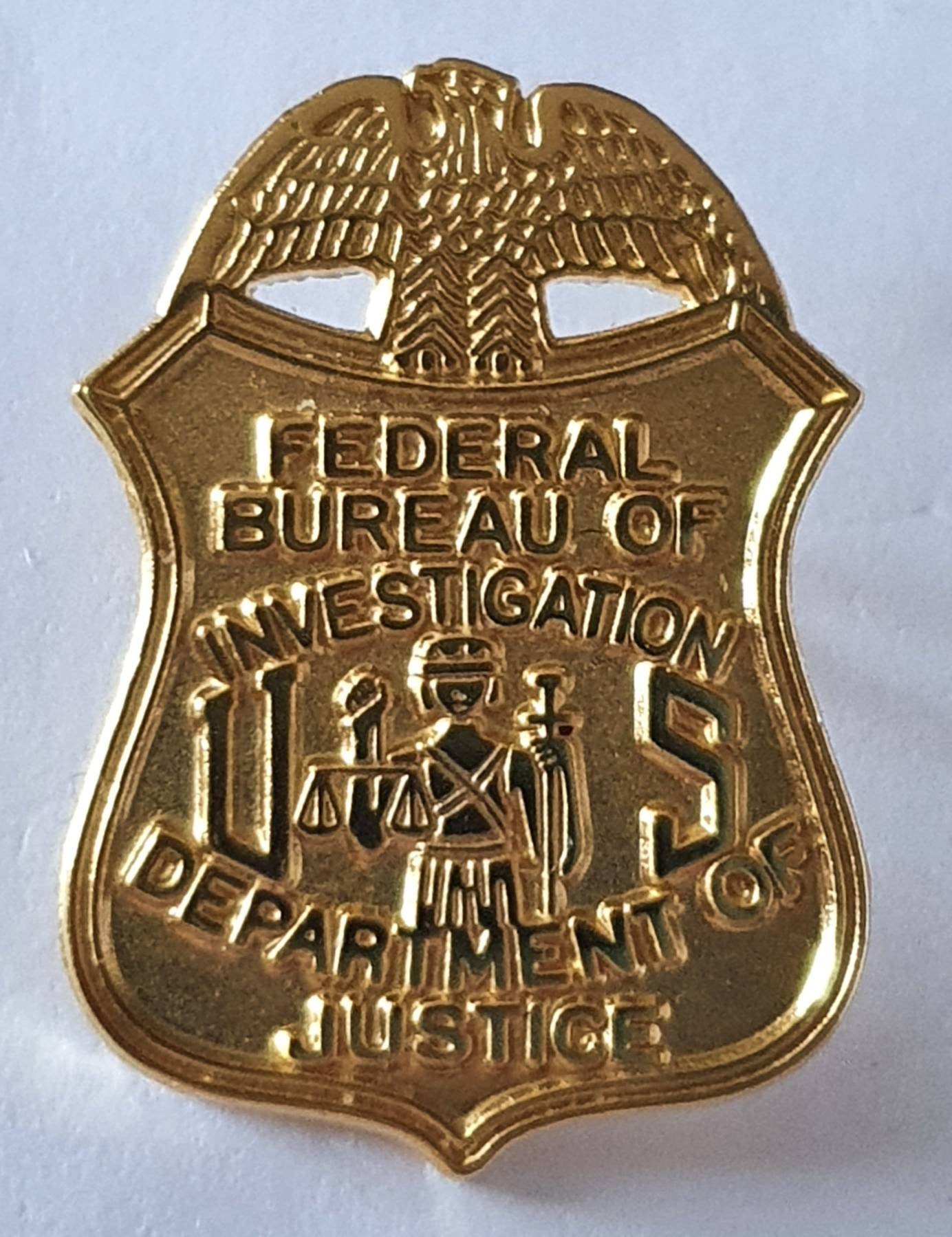 FBI Pin Badge 1 Inch Gold 24 Carat Gold Plated DOJ Special Agent ...