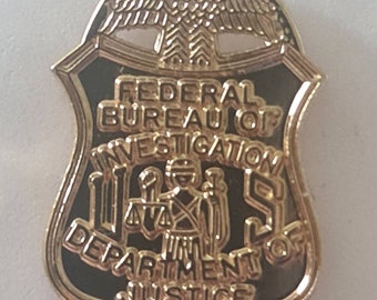 FBI Pin Badge 1 Inch Gold 24 Carat Gold Plated DOJ Special Agent ...