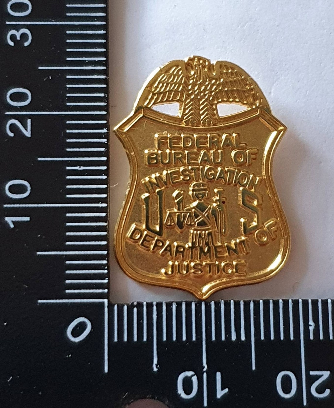FBI Pin Badge 1 Inch Gold 24 Carat Gold Plated DOJ Special | Etsy