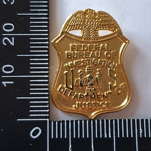 FBI Pin Badge 1 Inch Gold 24 Carat Gold Plated DOJ Special Agent ...