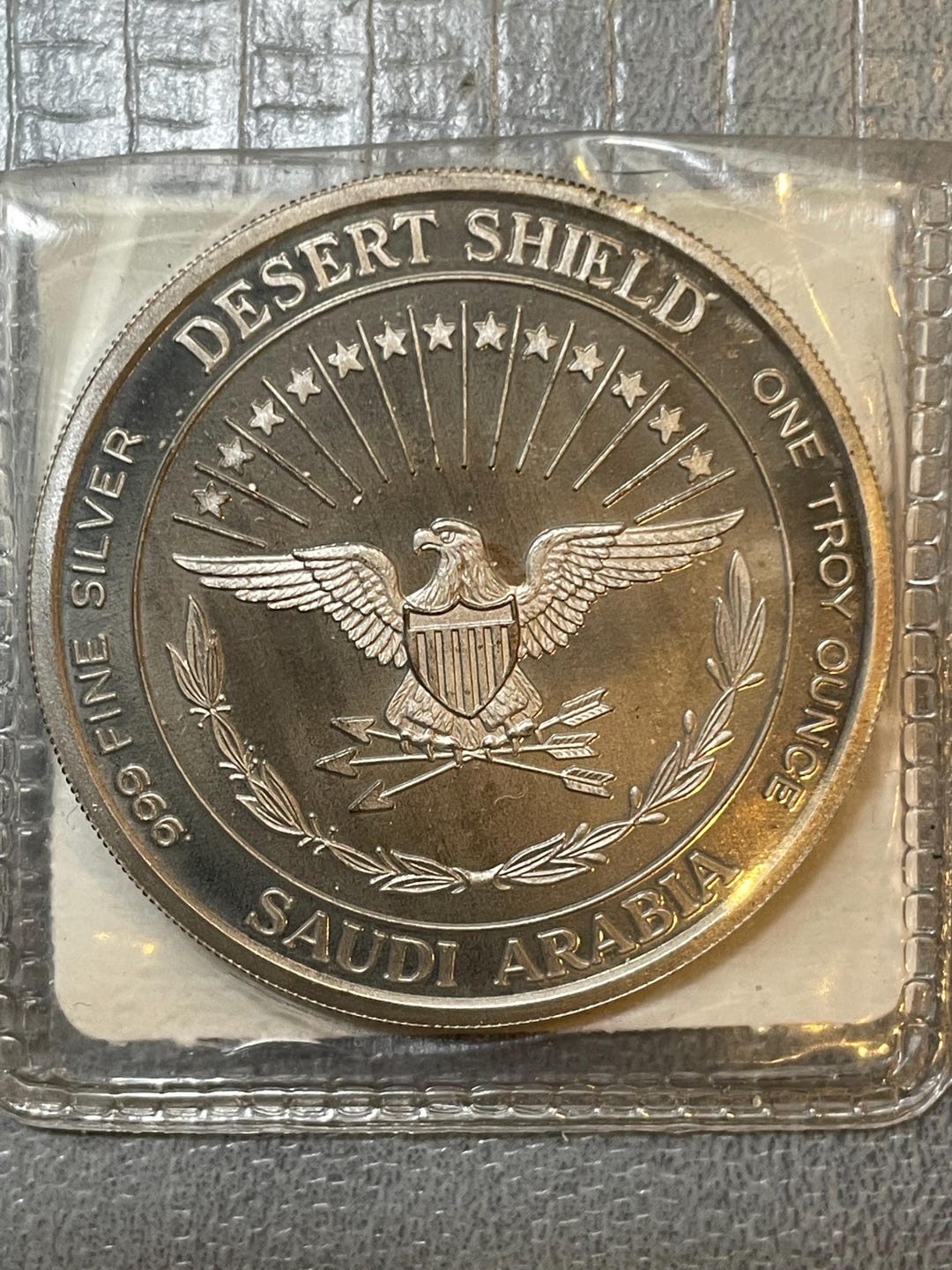 999 Fine Silver One Troy Ounce Saudi Arabia. Operation Desert Storm ...