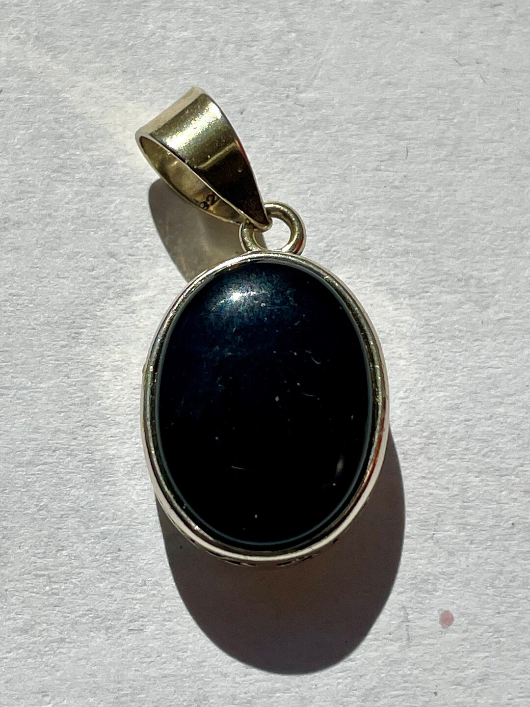 Sterling Silver Hallmarked Black Onyx and Moonstone Reversible Pendant ...