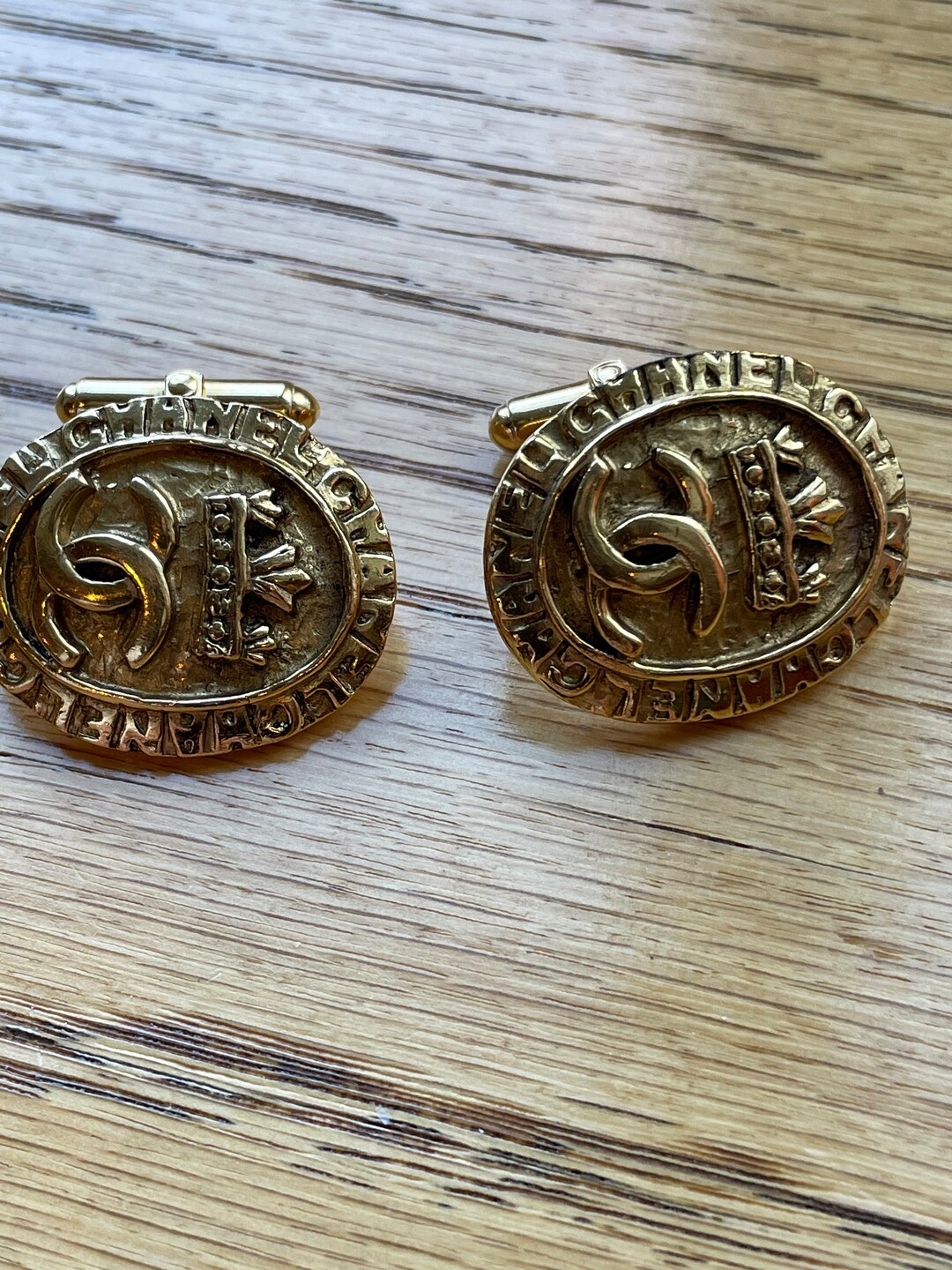 Vintage Authentic Chanel Triple Crown Gold Unisex Cufflinks - Etsy