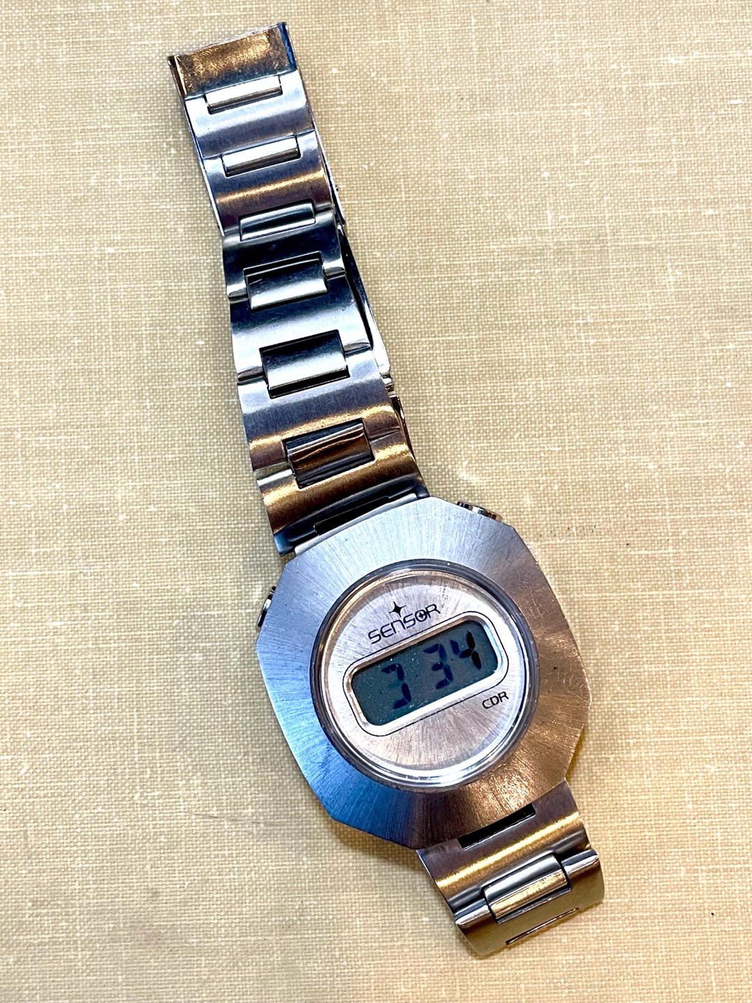 Vintage 1970’s Sensor CDR Digital Stainless Steel Case Wristwatch ...