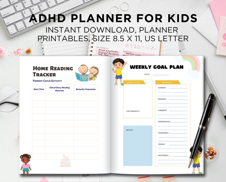 ADHD Planner for Kids, Printable Journal and Checklist (digital ...
