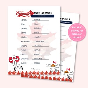 Canada Day Word Scramble Worksheet|instant Download Printable ...