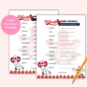 Canada Day Word Scramble Worksheet|instant Download Printable ...