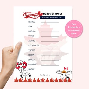 Canada Day Word Scramble Worksheet|instant Download Printable ...