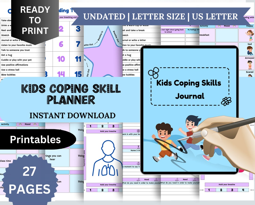 Kids Coping Skills Journal, Anxiety Relief Planner (digital Download ...