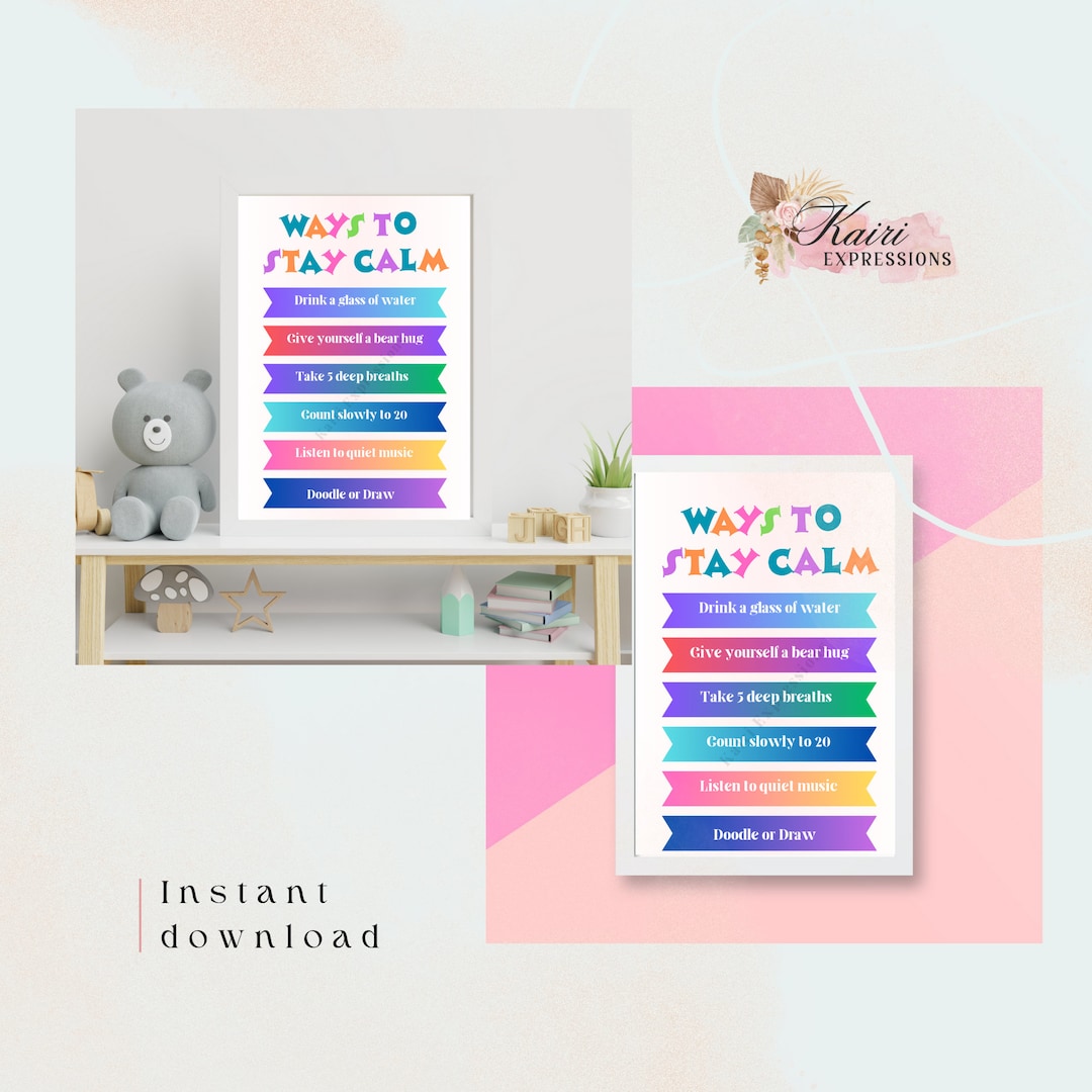Ways to Stay Calm Wall Art for Children | Mental Health Resource ...