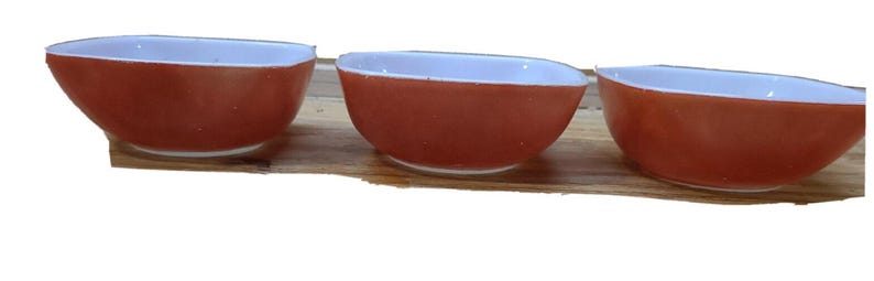 Pyrex Red Square Ovenware 410-12 Oz Dessert Bowls Set of 3 Hostess ...