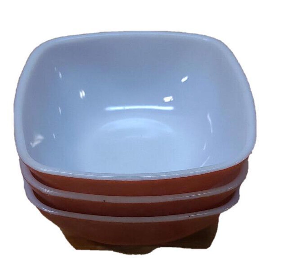 Pyrex Red Square Ovenware 410-12 Oz Dessert Bowls Set of 3 Hostess ...