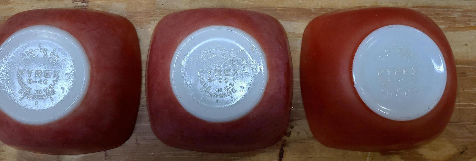 Pyrex Red Square Ovenware 410-12 Oz Dessert Bowls Set of 3 Hostess ...