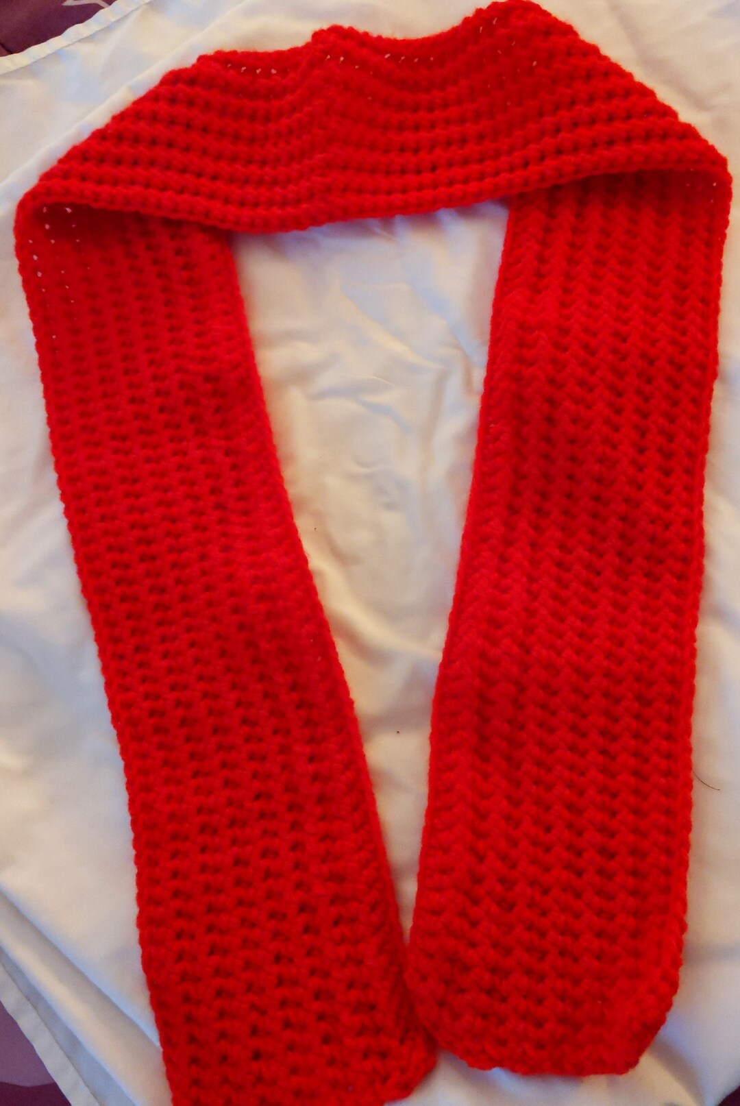 Womens Mens 48 X 4 Handmade Red Crochet Scarf 100% Acrylic Yarn - Etsy