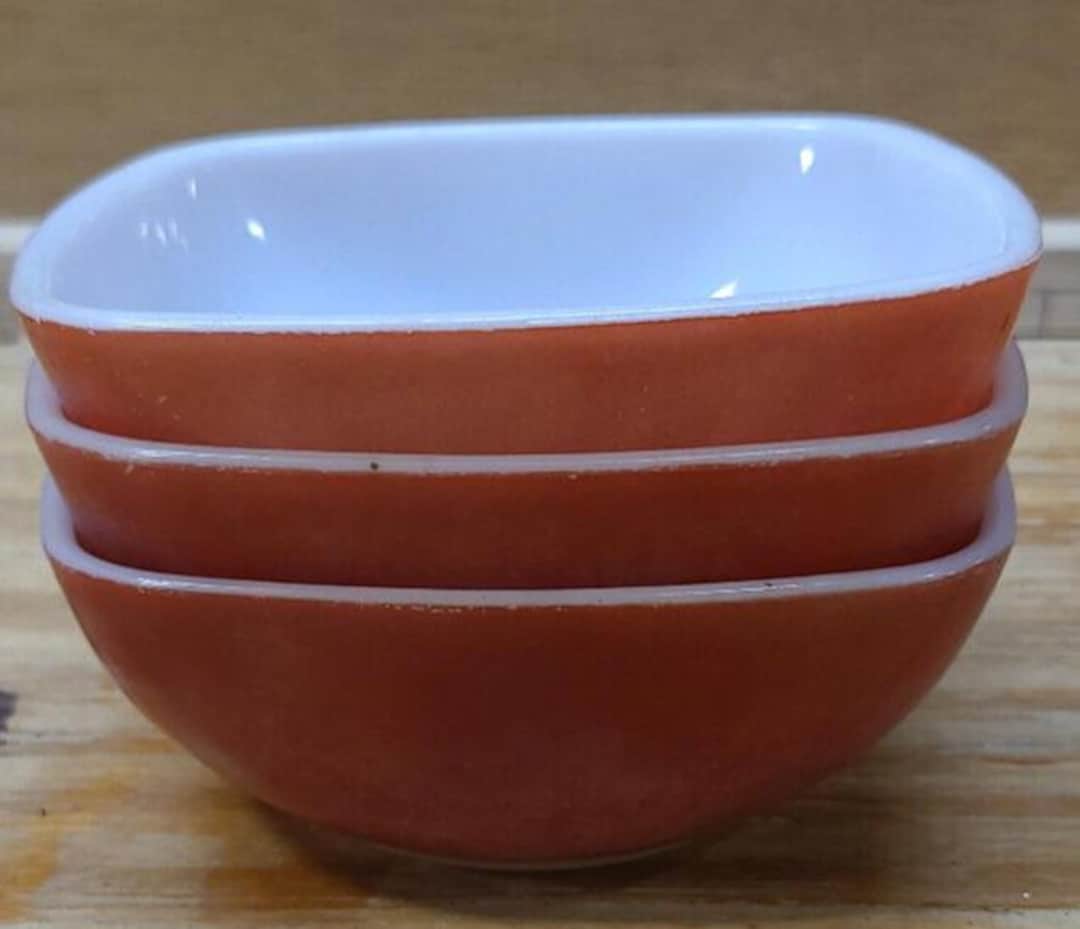 Pyrex Red Square Ovenware 410-12 Oz Dessert Bowls Set of 3 Hostess ...