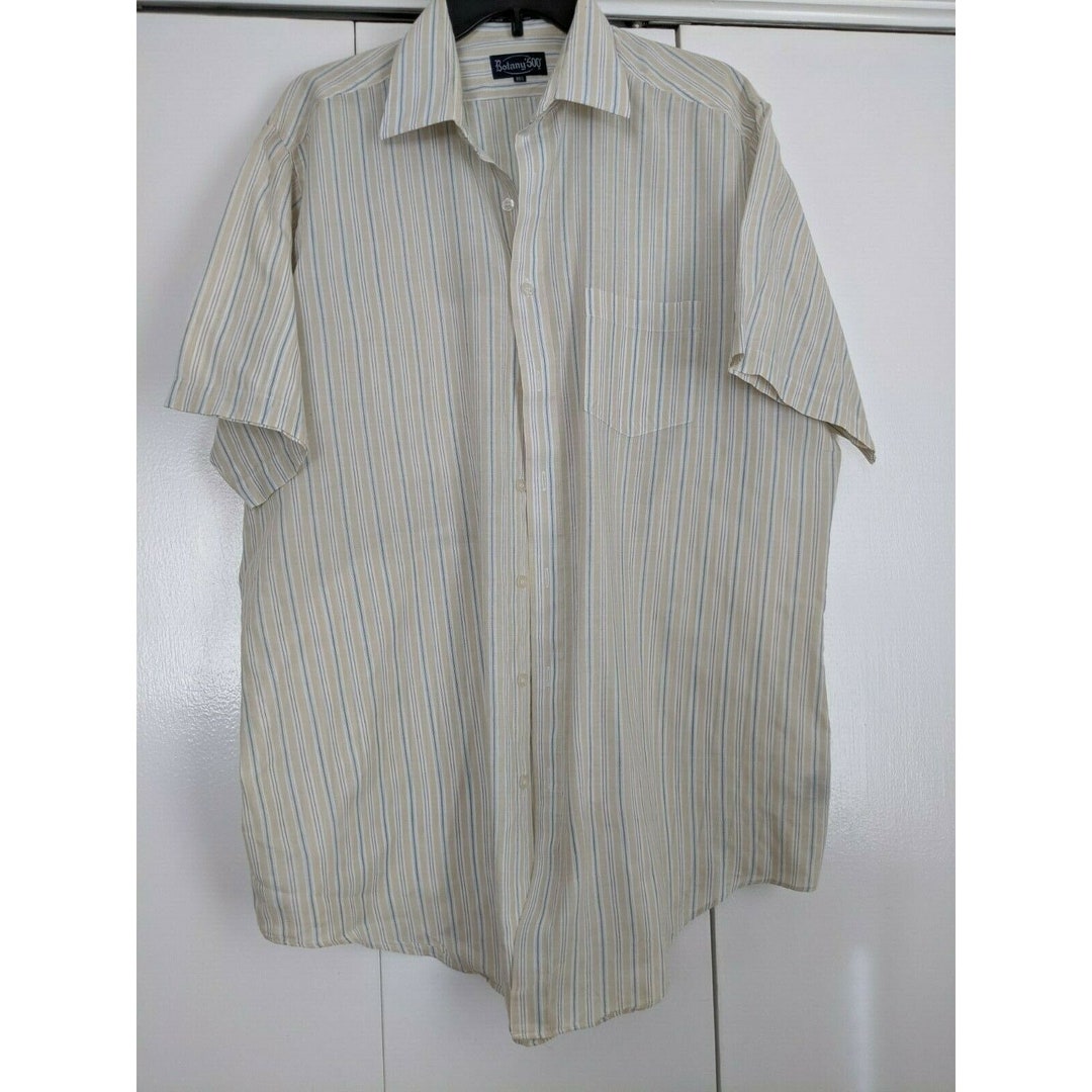 Botany 500 Casual Wear Men's Blue Tan White Stripe Button Dress Shirt ...