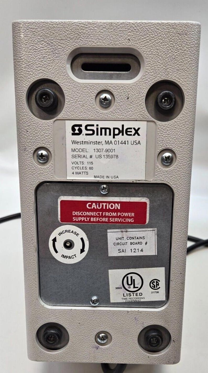 Simplex 1307-9001 Time Stamp Recorder Clock With Key Tested - Etsy