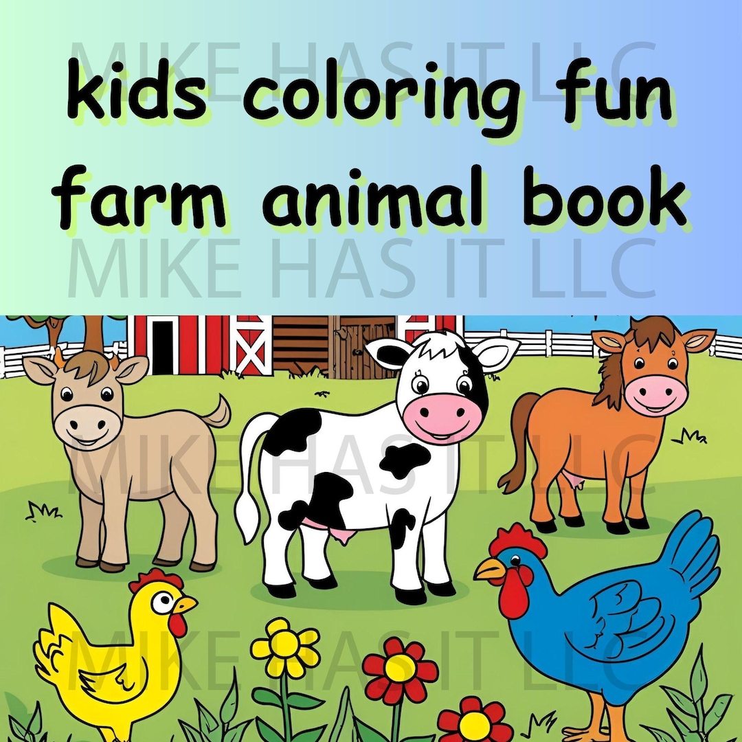 Kids Fun Farm Animal Coloring Book Instant Digital Download - Etsy