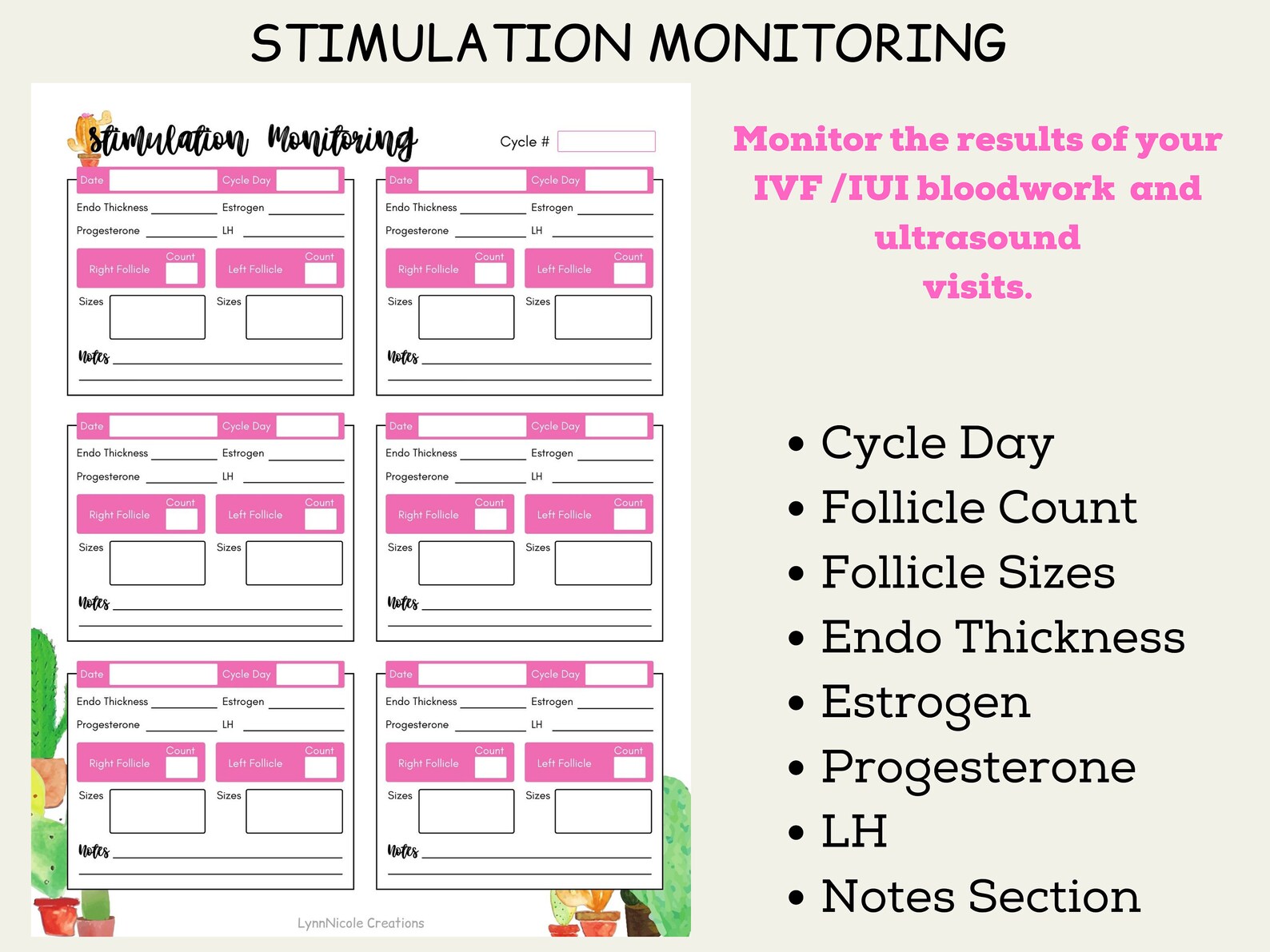 IVF Planner Inserts With Medication Tracker and Stimulation | Etsy