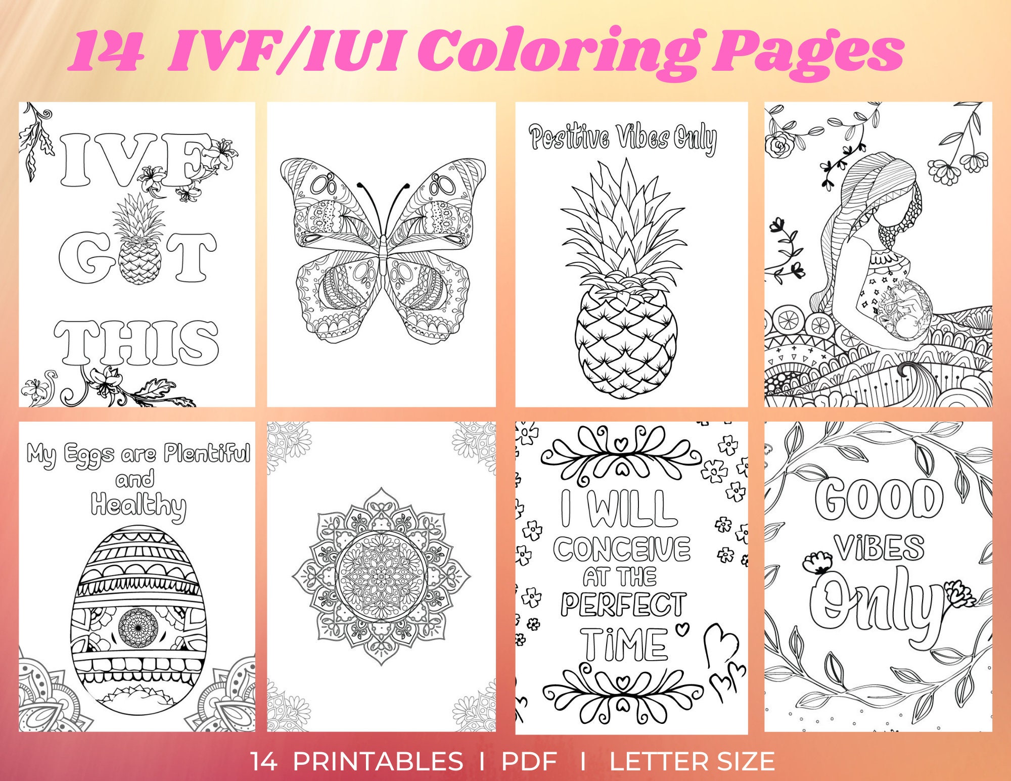 Printable IVF Coloring Pages Fertility Coloring Book | Etsy