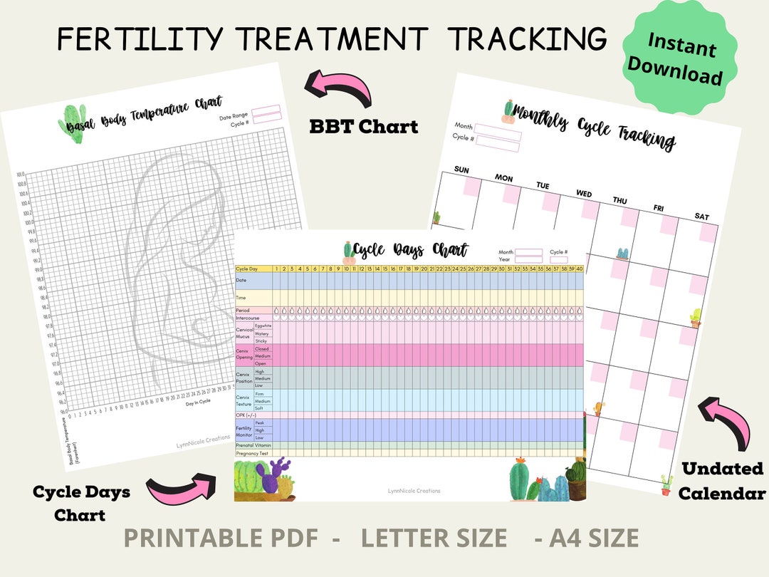 IVF Planner Inserts With BBT Chart Cycle Tracker and Undated - Etsy