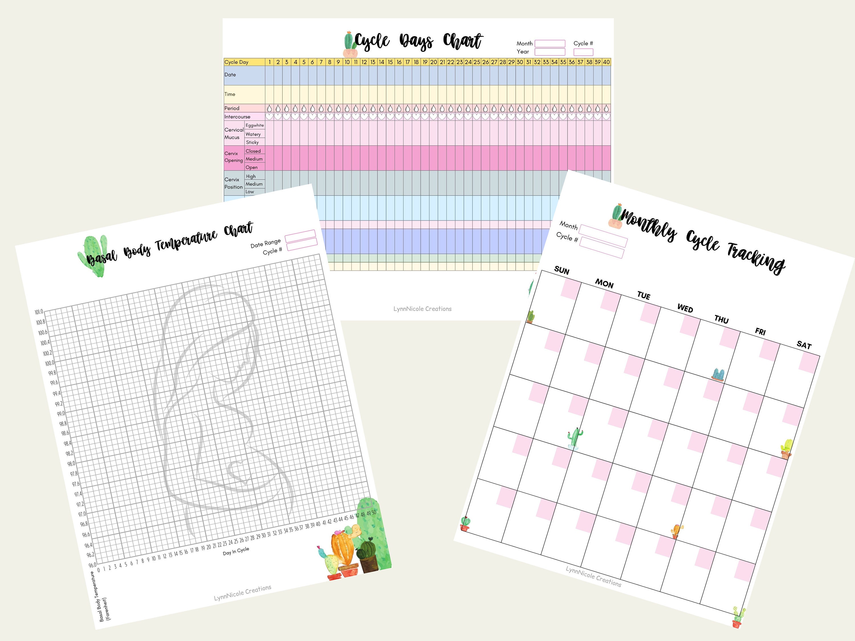 IVF Planner Inserts With BBT Chart, Cycle Tracker, and Undated Calendar ...
