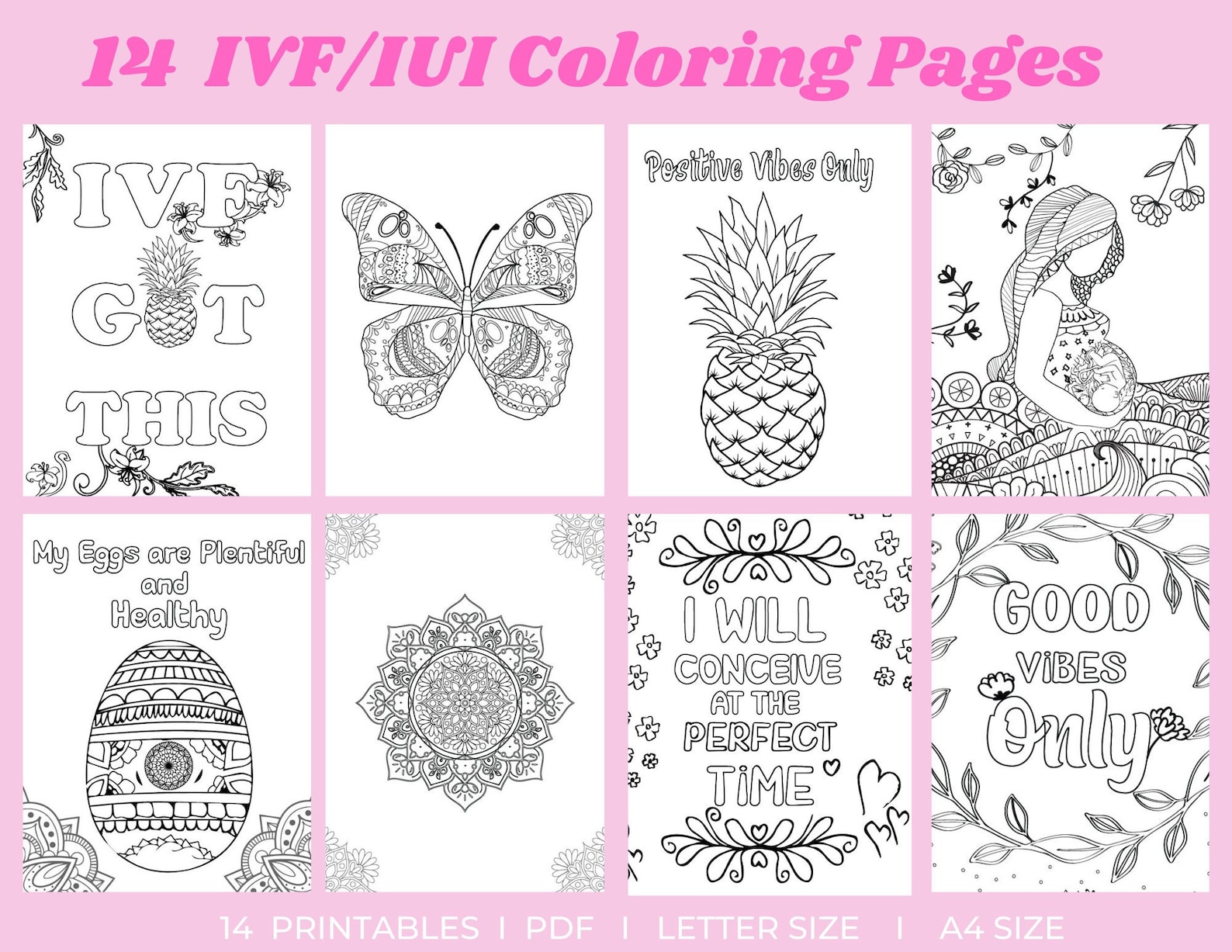 Printable IVF Coloring Pages, Fertility Coloring Book, Pregnancy ...