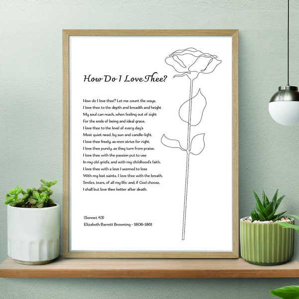Sonnet 43 by Elizabeth Browning - Etsy Australia