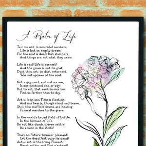 Psalm of Life Henry Wadsworth Longfellow Poem Advice Print Wall Art ...