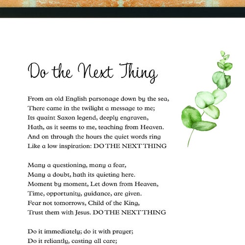 Elisabeth Elliot Do the Next Thing Encouraging Quote - Etsy