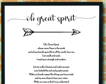 Oh Great Spirit Prayer - Etsy