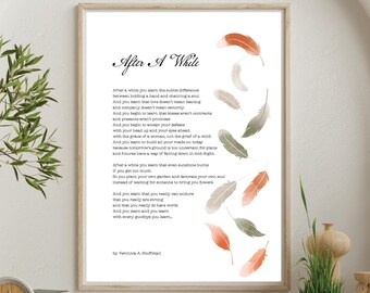 After A While 11x14 Calligraphy Print, Inspirational Quote, Wall Art ...