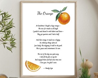 The Orange by Wendy Cope Poem Digital PDF Instant Download Poetry Art ...