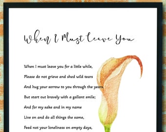When I Must Leave You Poem - Etsy Ireland