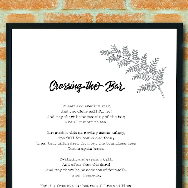Crossing the Bar Poem Printable - Etsy