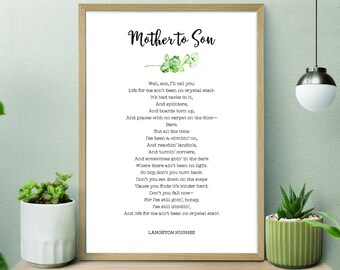 Langston Hughes Mother to Son Poem Poster - Etsy