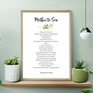 Mother to Son, Langston Hughes, Poem, Civil Rights, Equality, Print ...