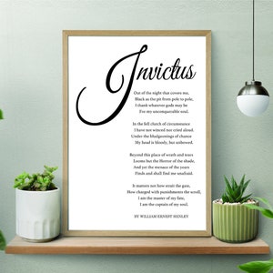 Invictus Poem Print by William Ernest Henley, Invictus I Am the Master ...