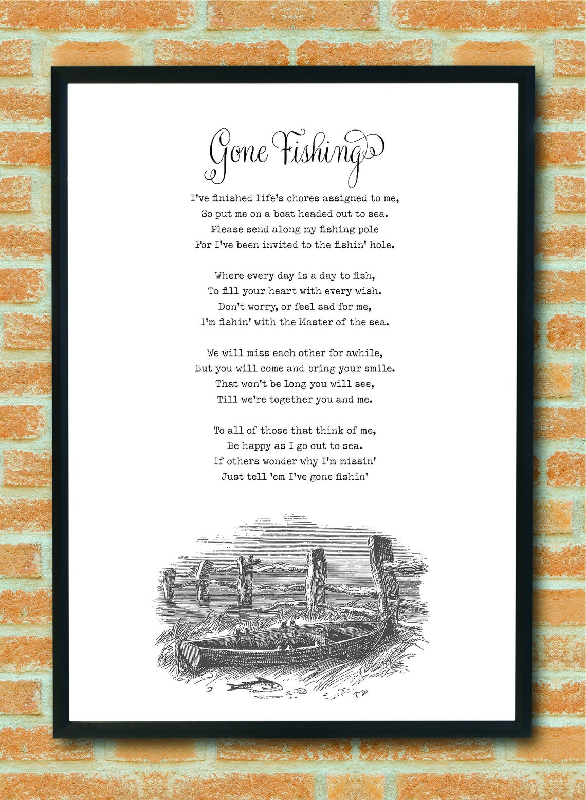 Gone Fishing Poem Grief Condolence Gift Poetry Art Print - Etsy Australia