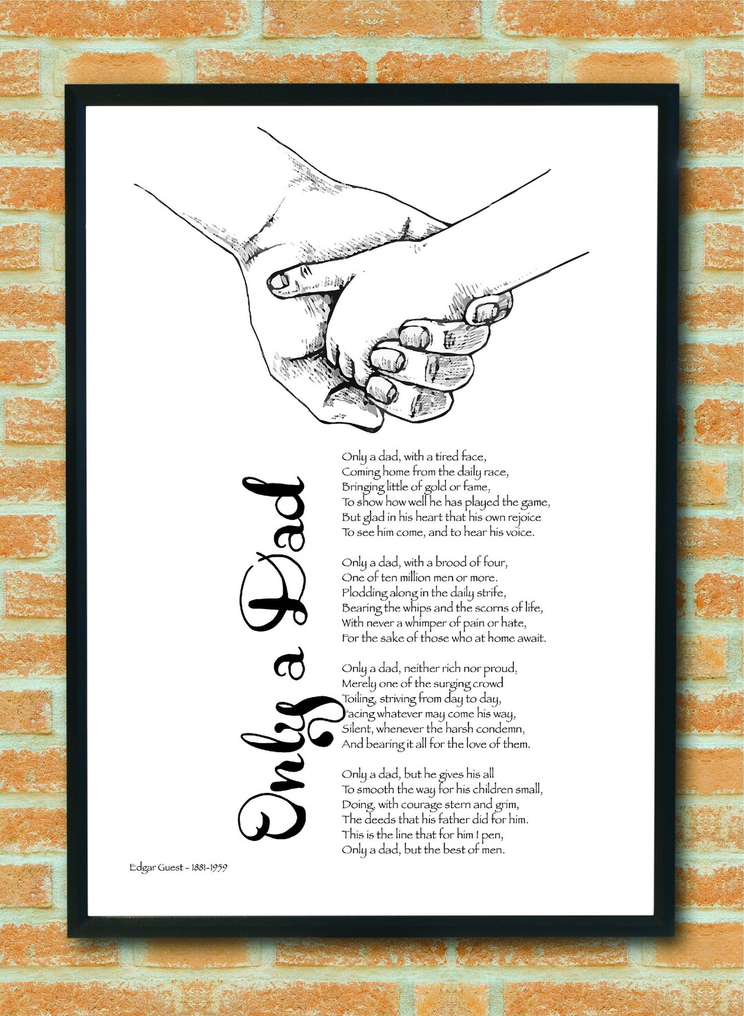 Only a Dad by Edgar Albert Guest Gift for Him Dad Husband - Etsy Ireland