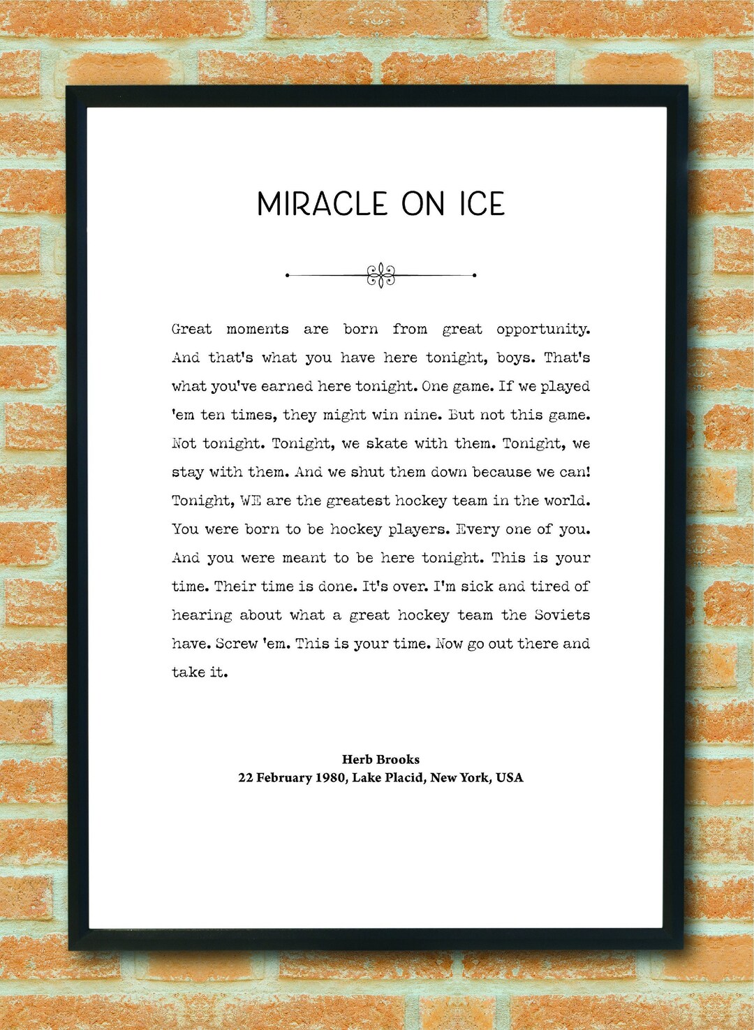 1980 Miracle on Ice Herb Brooks Speech Miracle Hockey - Etsy