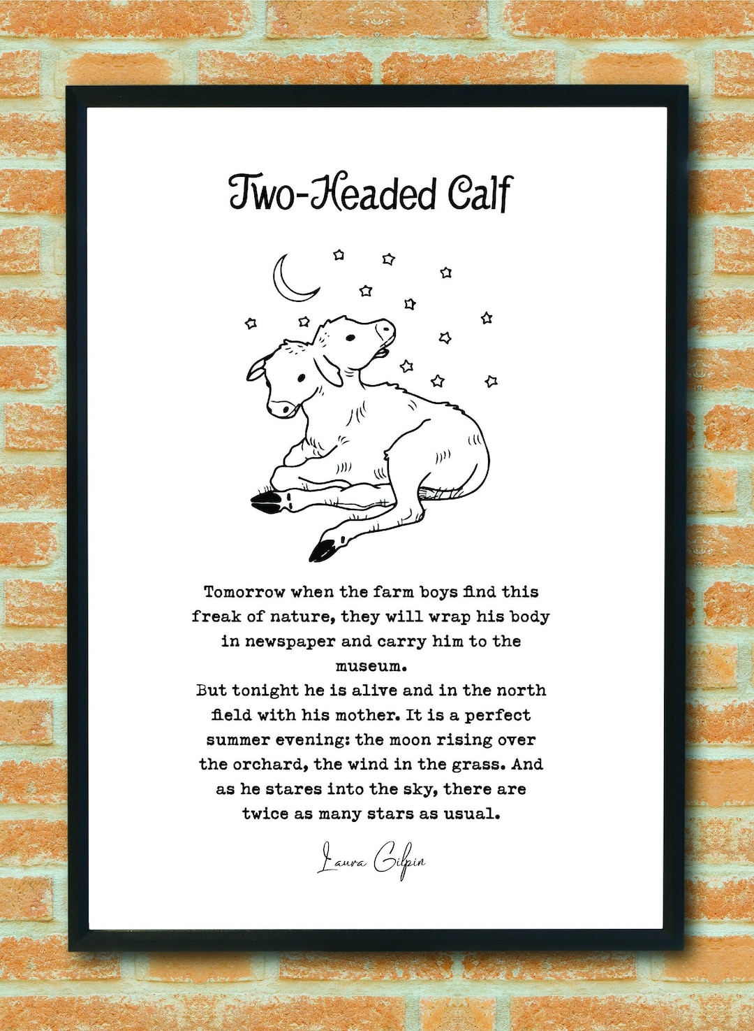 Two Headed Calf by Laura Gilpin Digital Poem Art Wall Art - Etsy Canada