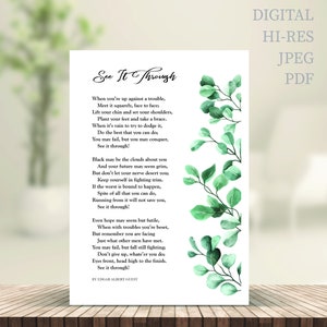 See It Through by Edgar Albert Guest Poetry Printable Poster ...