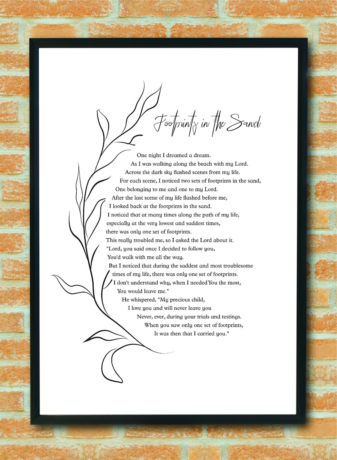 Footprints in the Sand Poem Christian Printable Religious - Etsy