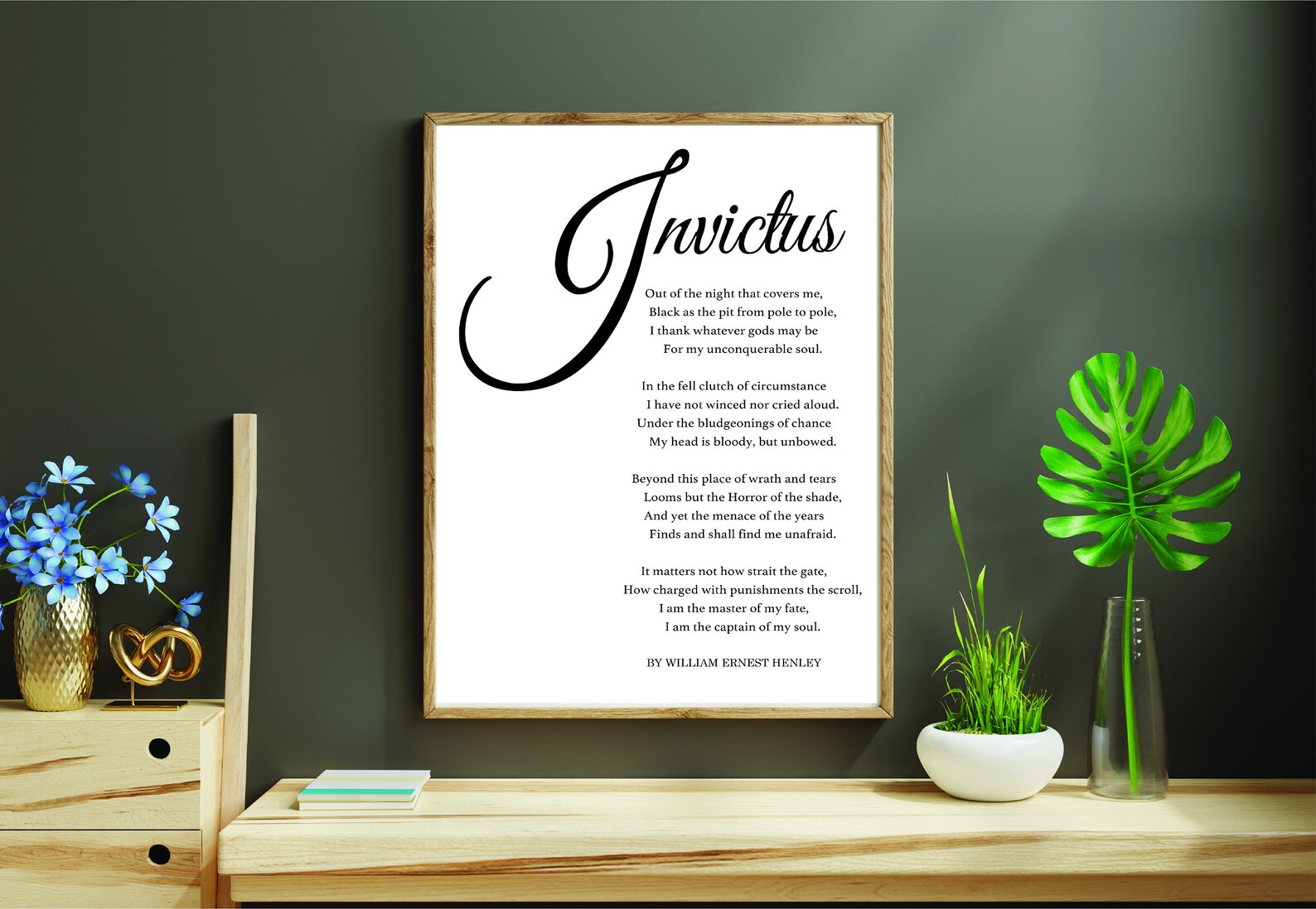 Invictus Poem Print by William Ernest Henley, Invictus I Am the Master ...