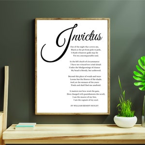 Invictus Poem Print by William Ernest Henley, Invictus I Am the Master ...