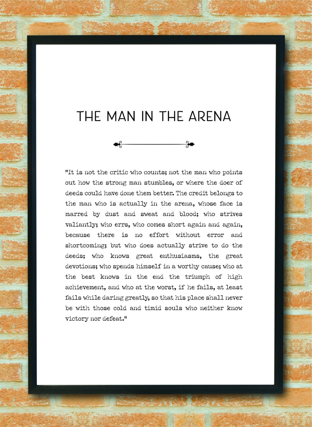 The Man in the Arena Theodore Roosevelt Quote Speech Daring - Etsy