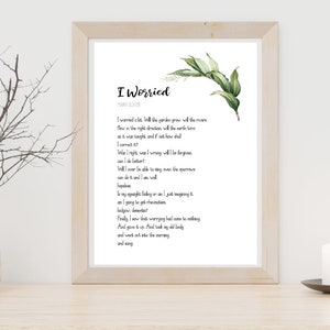 I Worried Mary Oliver Poem Emotion Motivation - Etsy Canada