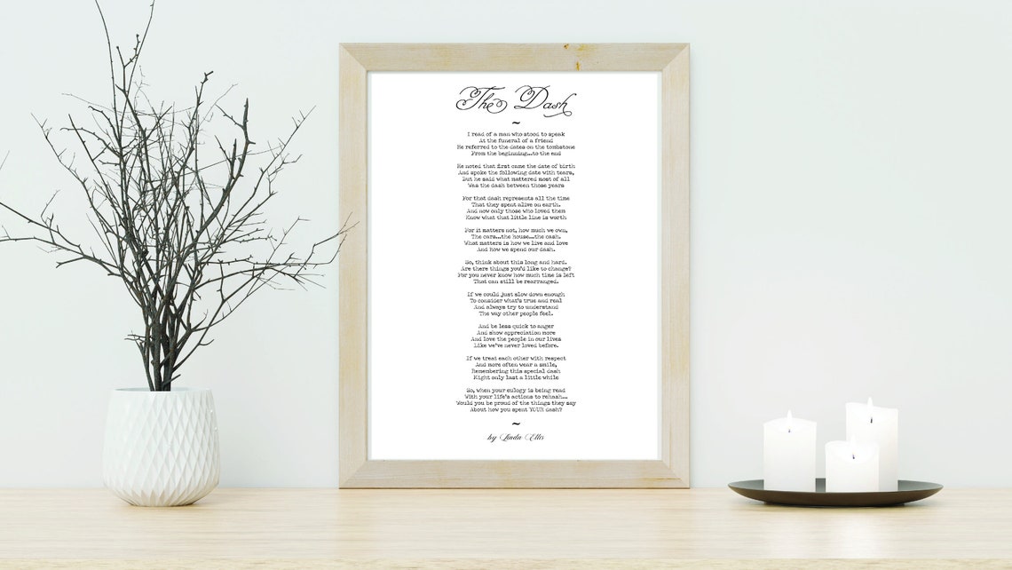 The Dash Poem by Linda Ellis Poem on Death Grief Quote - Etsy Denmark